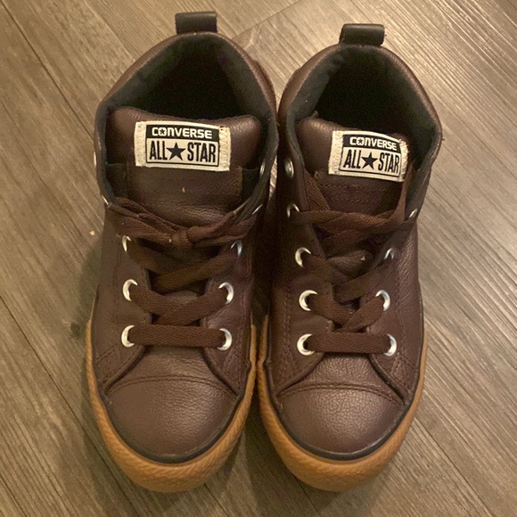 Converse | Shoes | Very Unique Dark Brown Leather Pair Of All Star ...